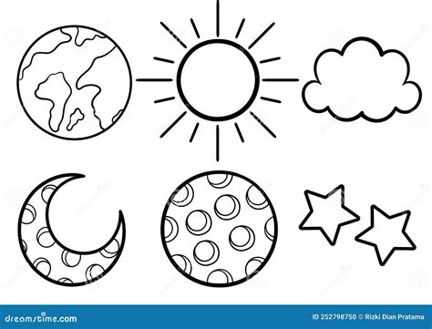 A Collection Of Hand Drawn Illustrations Of Celestial Bodies