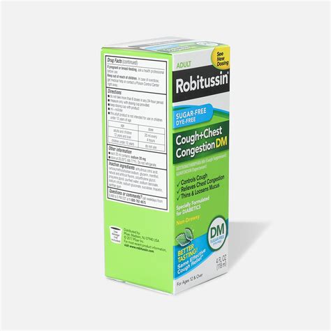 Robitussin Cough And Chest Congestion Relief Dm Sugar Free Dye Free