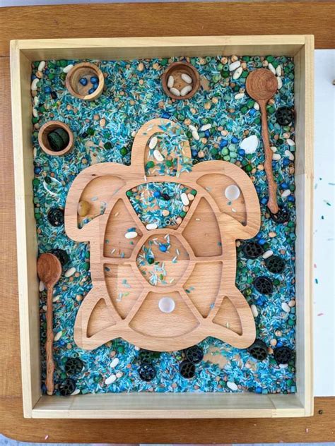 Turtle Sensory Tray Naturally Wood