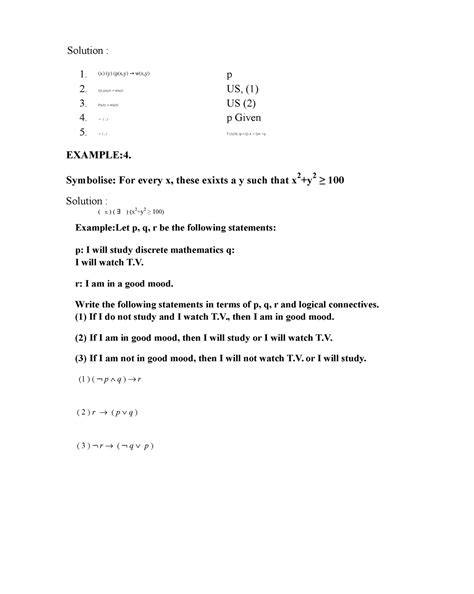 Discrete Mathematics Notes 5 Solution 1 X Y Pxy → Wxy P 2 Y Pay → Way