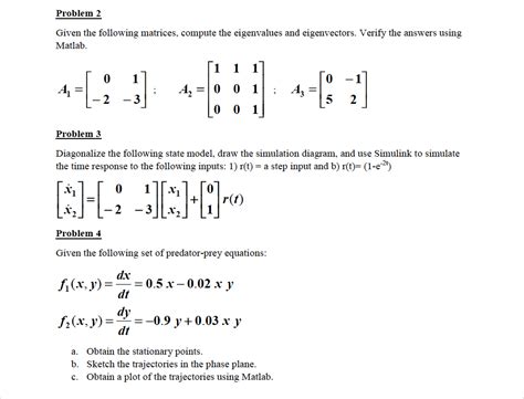 Solved Given The Following Matrices Compute The Eigenvalues