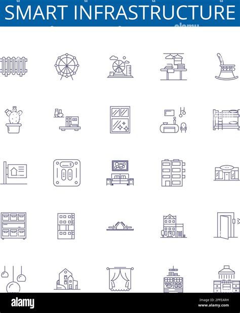 Smart Infrastructure Line Icons Signs Set Design Collection Of Smart