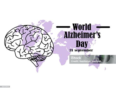 국제 알츠하이머의 날 9월 21일 질병과 멸종 포스터 템플릿 인간 두뇌의 개요와 세계지도가 있습니다 사람 뇌에 대한 스톡 벡터