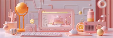 3d Rendering Of A Editing Software Interface With A Minimal Charming