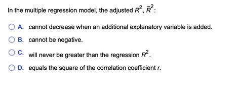 solved in the multiple regression model the adjusted r2 rˉ2
