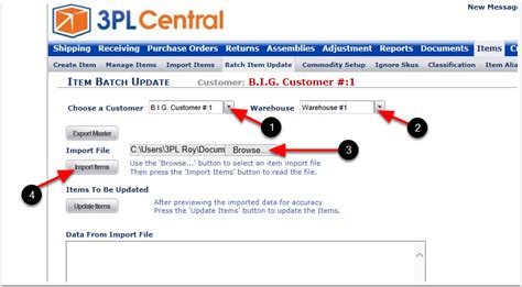 Items Batch Item Update