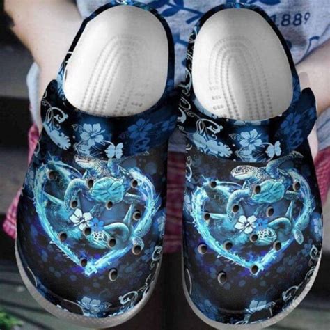 Valentine Clog Shoes Sea Turtle Hibicus Sea Turtle Couple Ocean Anima