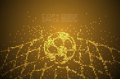 추상 기 원 도트 패턴 축구 또는 축구 공을 목표 순간 형태로 스포츠 컨셉 디자인의 골드 컬러 일러스트 레이 션의 갈색 그라데이션 배경 복사 공간 벡터 Eps 10에 고립