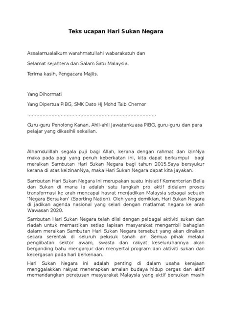 Ucapan Pengarah Program Sukan Contoh Teks Ucapan Perasmian Hari Sukan Vicente Jacobs