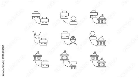 Ecommerce Types Animation Set Business Models Animated Line Icons