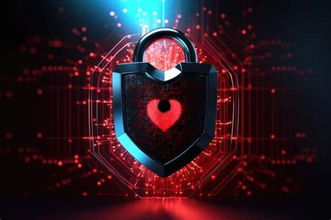 Premium Ai Image Cyber Security Concept Shield Padlock With Keyhole