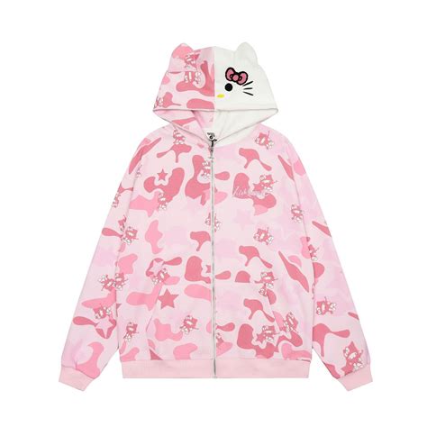 Hello Kitty Camouflage Hoodie Yellow L Hello Kitty Clothes Kitty