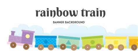 무지개 기차 그림 프리미엄 벡터