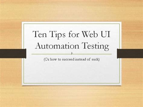 web ui automation testing tips pdf host
