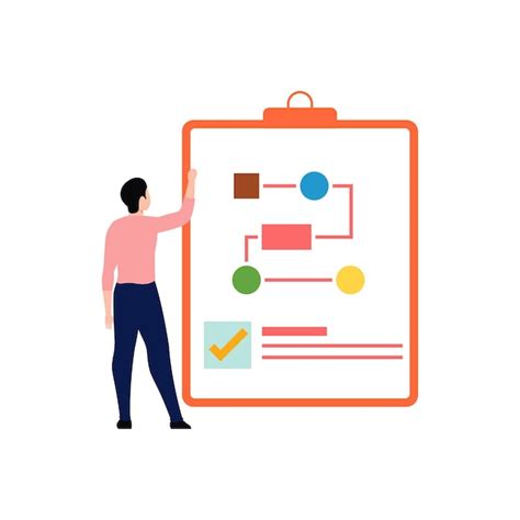 O Menino Está Olhando Para O Fluxograma Vetor Premium