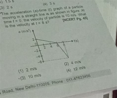 15 S 4 35 3 2 Sthe Acceleration A Time T Graph Of A Particle Mo