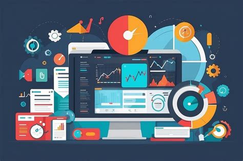 Flat Vector Illustration Of Web Analytics Information And Development Website Statistic