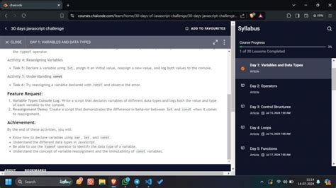 Md Arman On Linkedin Completed Day 1 Of The 30 Day Javascript Challenge To Master