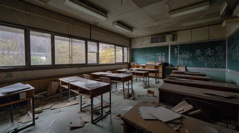 Discovering Broken Desks And Chairs In An Abandoned Classroom