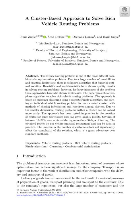 Pdf A Cluster Based Approach To Solve Rich Vehicle Routing Problems