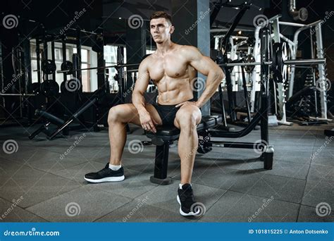 Handsome Model Young Man Working Out In Gym Stock Image Image Of