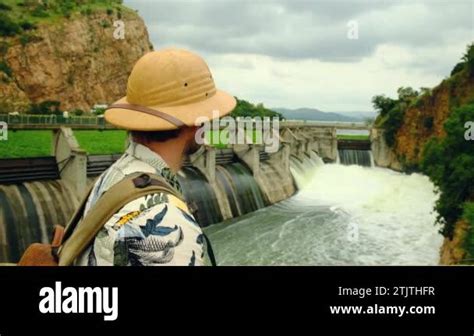Hydroelectric Dam On The River View Of The Hydroelectric Dam Water Discharge Through Locks