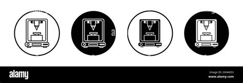 3d Printer Icon Vector Symbol Or Sign Set Collection In Black And White