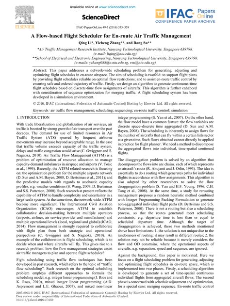 pdf a flow based flight scheduler for en route air traffic management