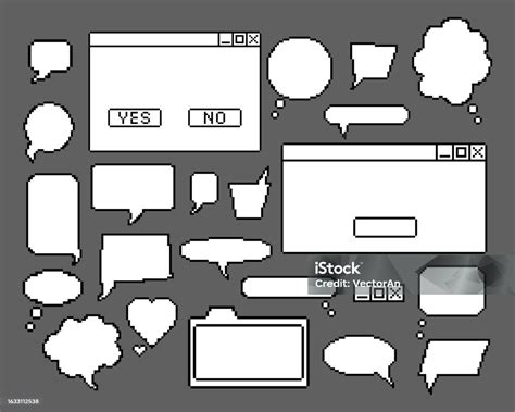 vector pixel dialogue boxes set isolated on white background collection