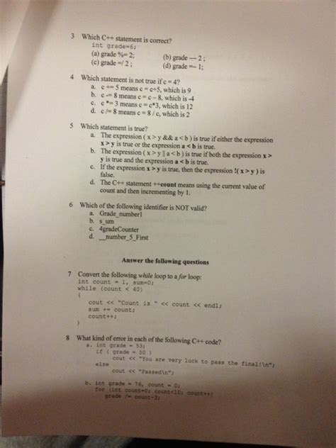 Solved Which Of The Following Is The Correct C Statements Chegg