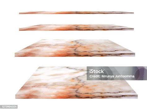 제품 광고를 보여주기 위한 흰색 배경 사용에 원근고급 화이트 브라운 대리석 선반의 고립 된 컬렉션 빈 상단 잘라내길 0명에 대한 스톡 사진 및 기타 이미지 Istock