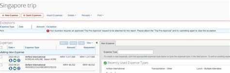 report submit exception sap concur community