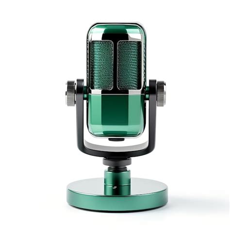 Premium Photo Isolated Of Usb Broadcasting Microphone Emerald Green Color Compact Desi For