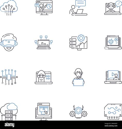 Online Resource Line Icons Collection Database Platform Portal