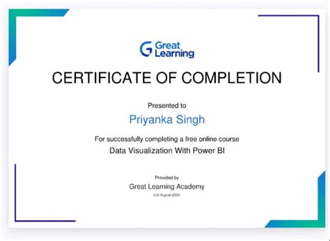 Greatlearningacademy Greatlearning Glacertificate Powerbi Datavisualization Priyanka Singh