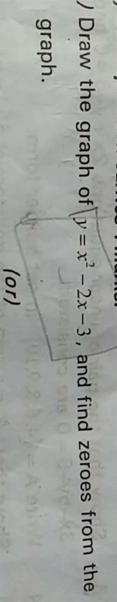 draw the graph of y x2−2x−3 and find zeroes from the graph or filo