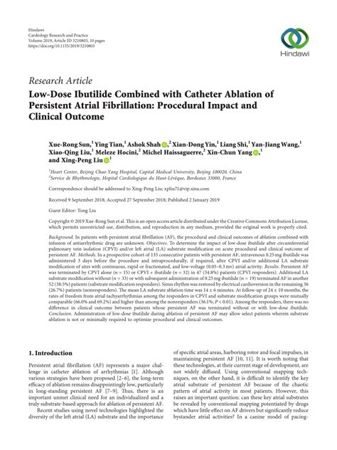 Pdf Low Dose Ibutilide Combined With Catheter Ablation Of Persistent