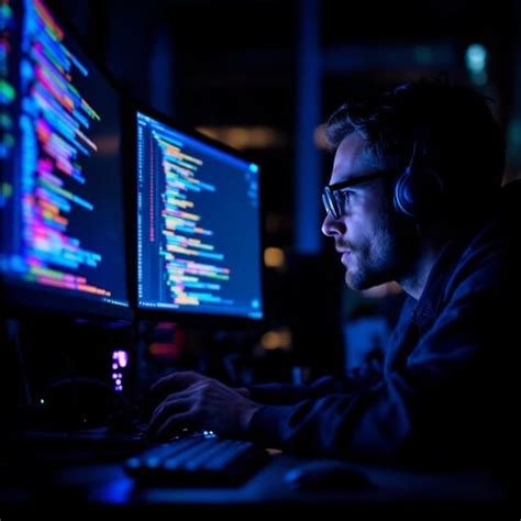 Free Coding Through Night Photo Coding Programming Developer Download At Stockcake