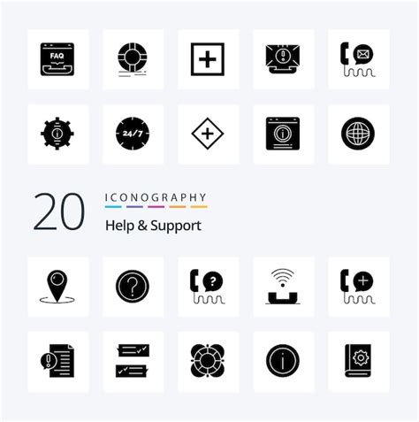 Premium Vector 20 Help And Support Solid Glyph Icon Pack Like Productivity Device Info Support