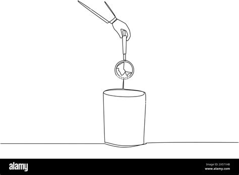 Single Continuous Line Drawing Businessmans Hand Throwing Away Broken