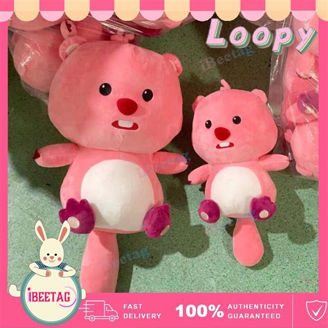 50cm Korean Loopy Plush Toy Cartoon Pororo Pink Beaver Loopy Birthday