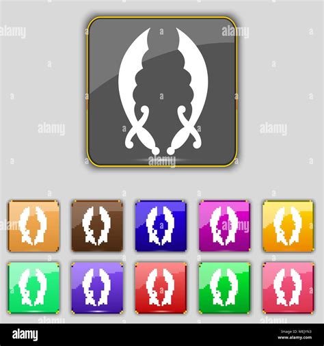 Saber Icon Sign Set With Eleven Colored Buttons For Your Site Vector Illustration Stock Vector
