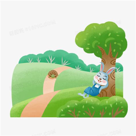 一组手绘插画龟兔赛跑套图合集元素三图片免费下载png素材编号13gi50gnj图精灵