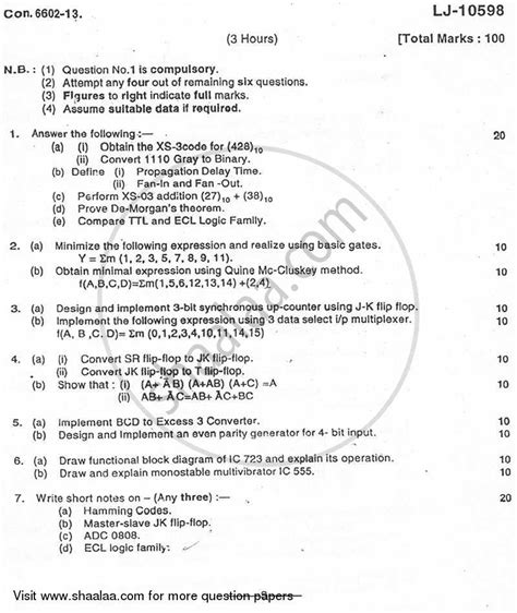 Analog And Digital Integrated Circuits 2013 2014 Be Electrical Engineering Semester 4 Se Second