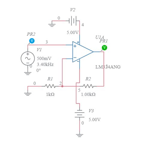 opamp non inverting multisim live