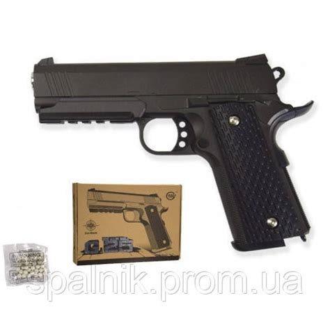 Купить Страйкбольний пістолет "Colt 1911 Rail" Galaxy G25 метал чорний ...