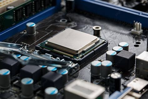 Close Up Of Cpu Chip Processor Selective Focus Socket Close Device Photo Background And Picture