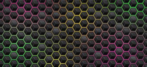 하이테크 디지털 기술 및 엔지니어링 개념 다각형이있는 와이드 공상 과학 템플릿 미래 지향적 인 그림 검은 배경에 추상적 인