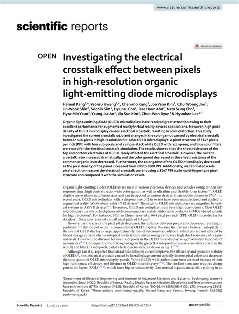 Pdf Investigating The Electrical Crosstalk Effect Between Pixels In High Resolution Organic