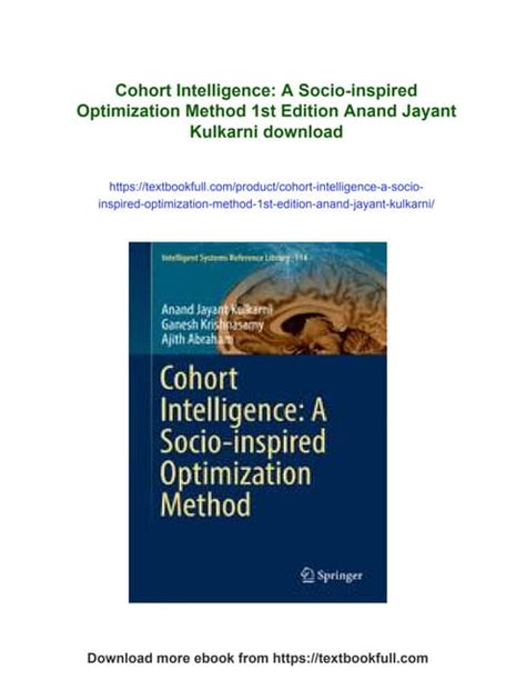 Cohort Intelligence A Socio Inspired Optimization Method 1st Edition Anand Jayant Kulkarni Pdf